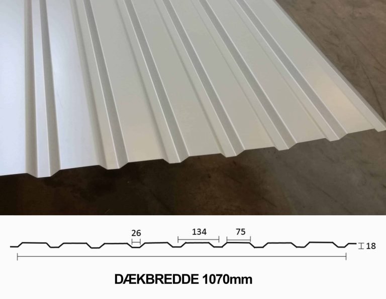 VP18 trapezplade Lysegrå Ral 7044, 0,50mm 22 stk. B 1,07 x L 3,00 meter ...