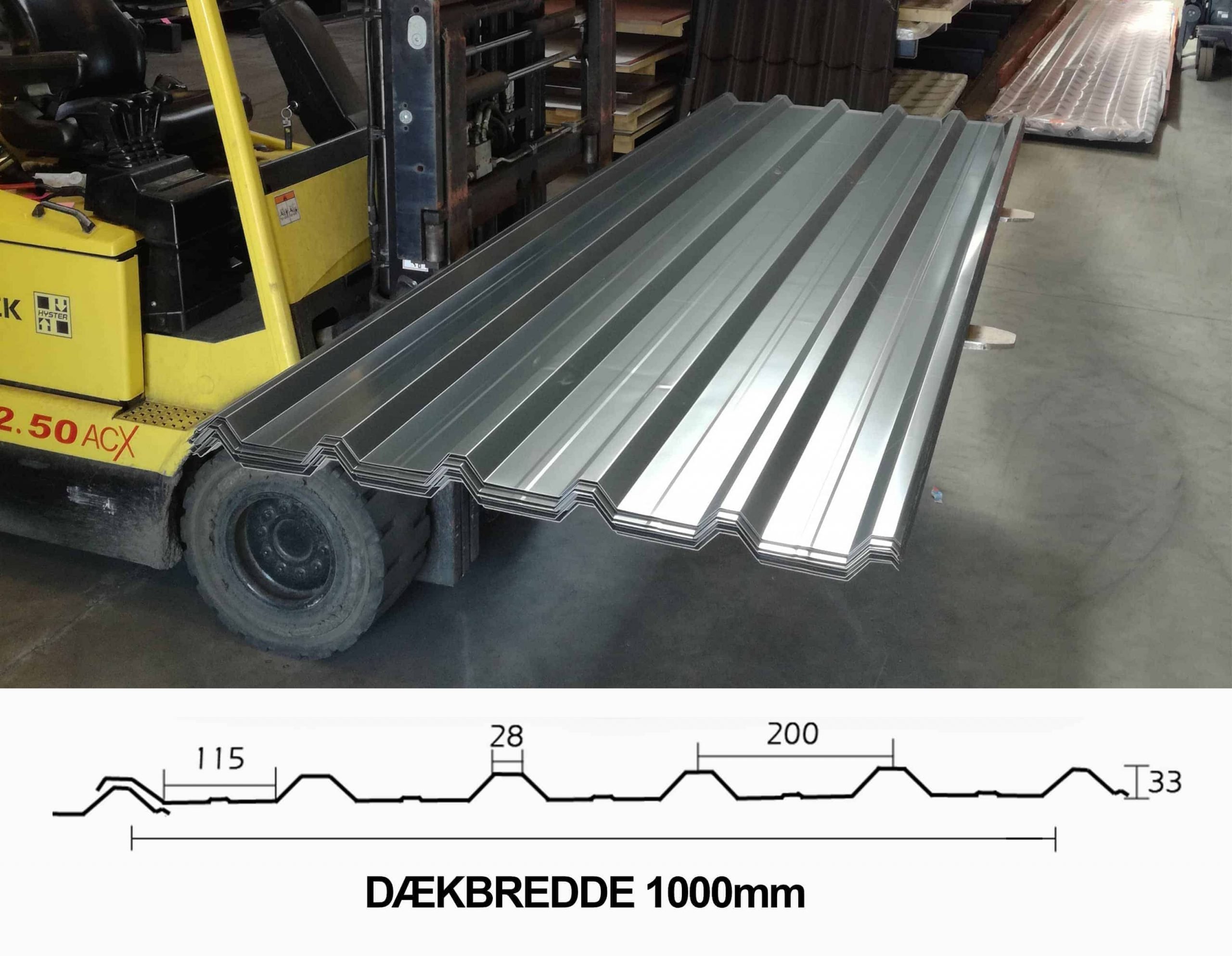 TP35 trapezplade A. Grå Ral 7024, 0,50mm 18 stk B 1,00 x L 3,00 m. = 54 ...