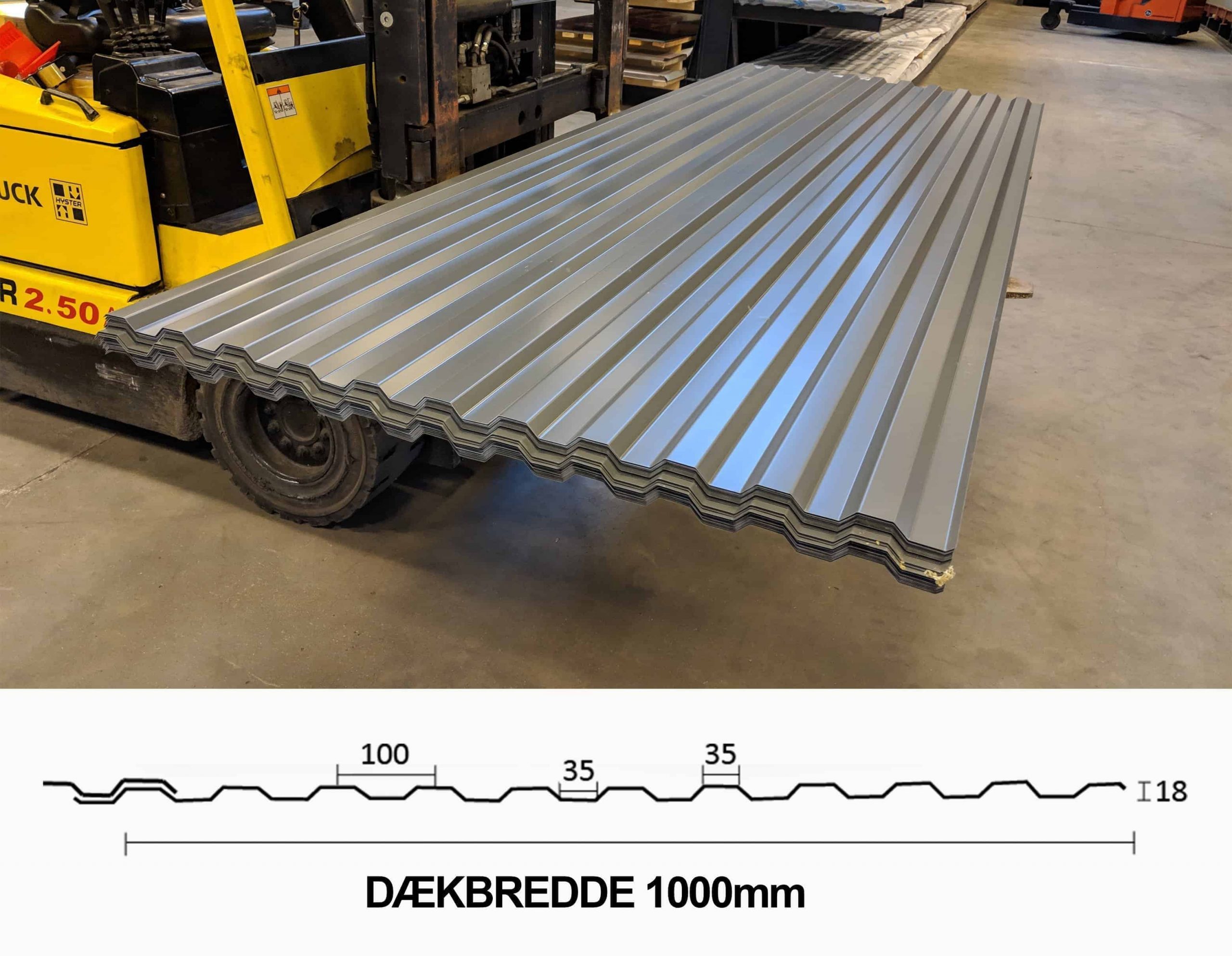 TP20 Trapezplade Mørk grå Ral 7012, 0,50mm, 6 stk. B 1,00 x L 3,00 ...