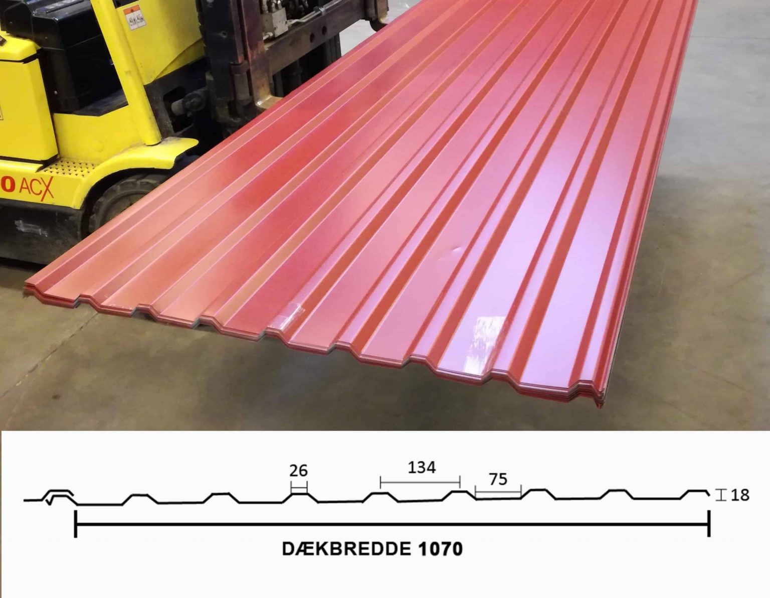 TP18 trapezplade Mørk Rød Ral 3009, 0,5mm 9 stk. B 1,07 x L 3,00 = 28 ...