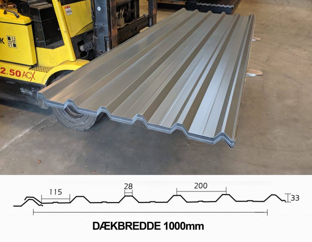 TP35 trapezplade Mørk Grå 0,50mm med dripstop dug 15 stk B 1,00 x L 3 ...