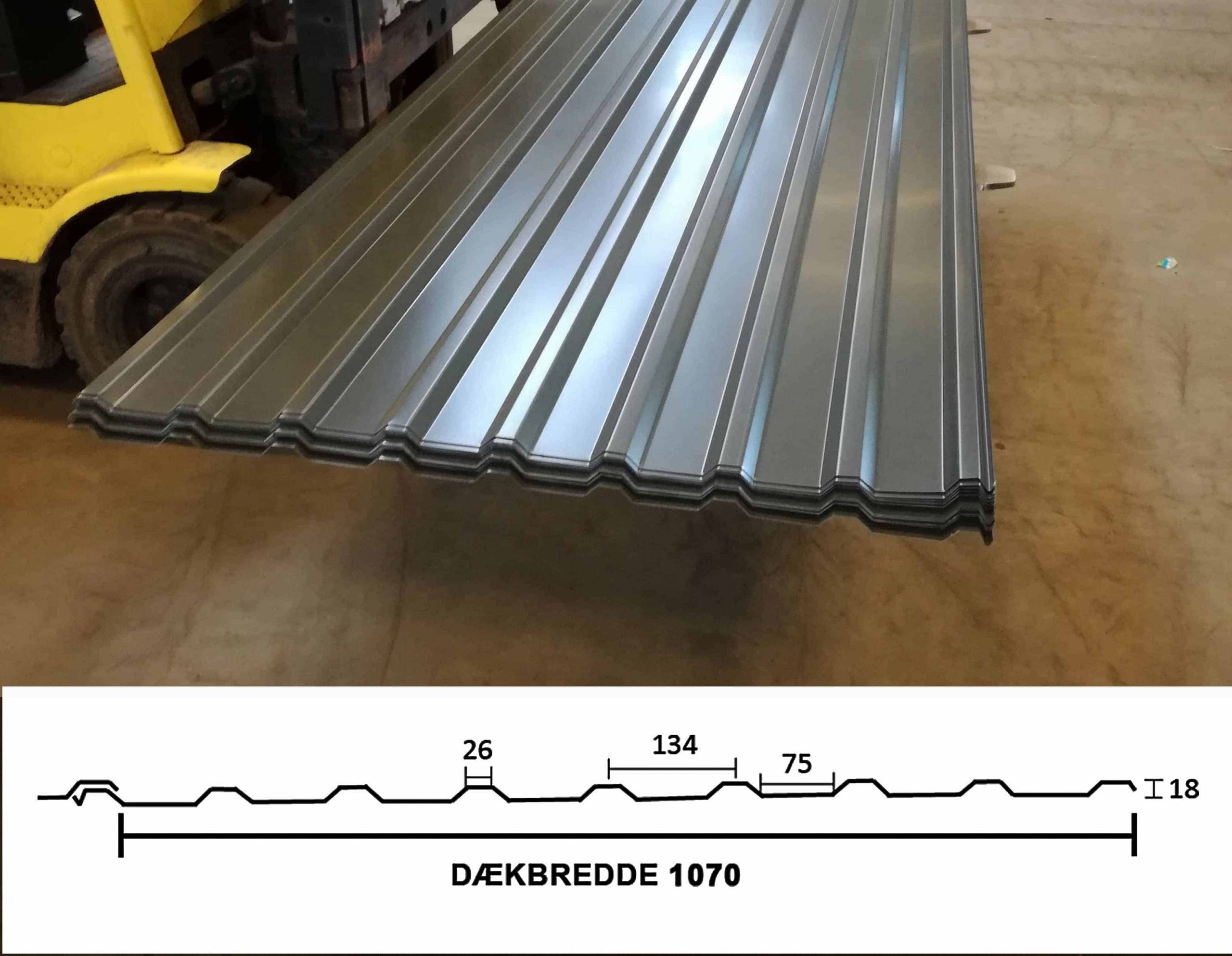 TP18 trapezplade A. Grå Ral 7024, 0,45/0,5mm, 11 stk. B 1,07 x L 3,50 m ...